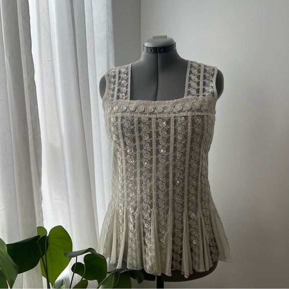 Tops | Sheer Lace Beaded Vintage Top | Poshmark